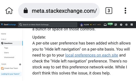 Hiding Your Left Sidebar Leaves Some Left Meta Stack Exchange