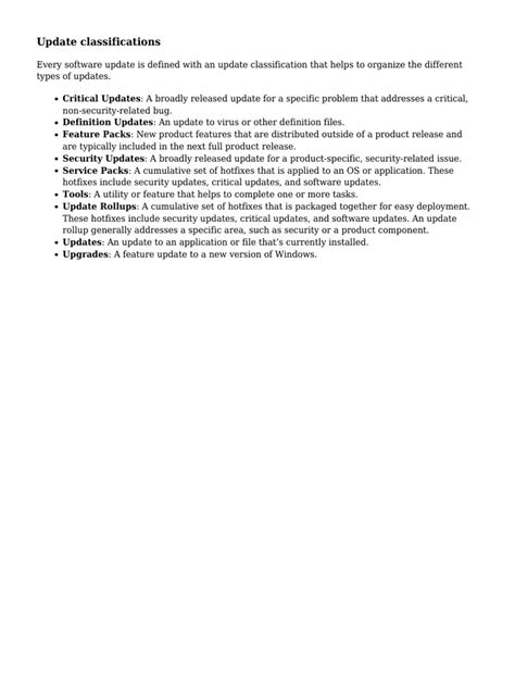 Software Update Classifications Pdf Business Computers