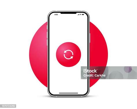 동기화 아이콘이 있는 3d 고품질 벡터 스마트폰 기호를 동기화하는 사실적인 모바일입니다 장치 Ui Ux 모형 빈 화면 격리 템플릿과 휴대 전화 프레임 3d 등분 측정 그림