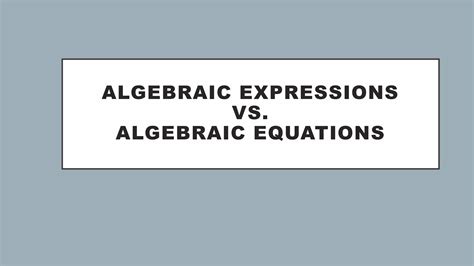 Expression Vs Equation Pptx