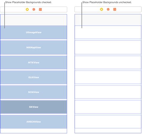 Ios How Do I Show Placeholder Backgrounds In Xcode Interface Builder