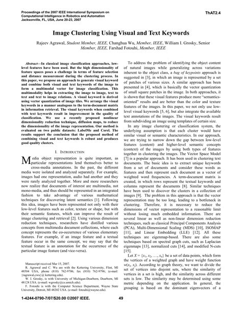 pdf image clustering using visual and text keywords