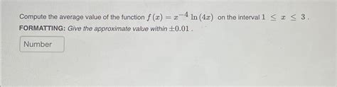 solved compute the average value of the function