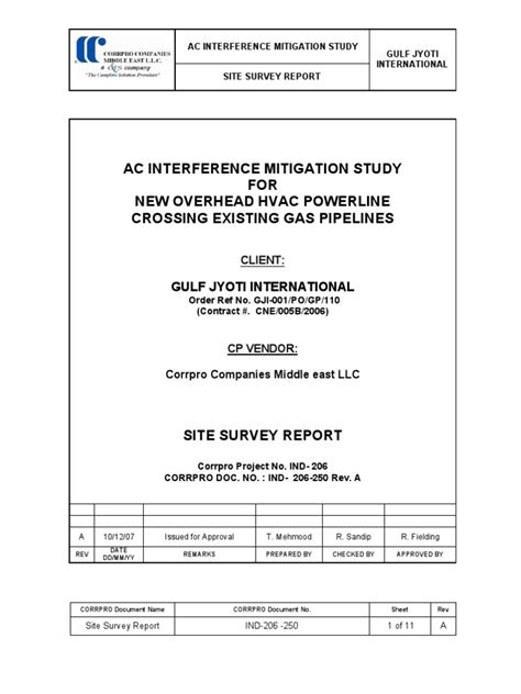 assessment of ac interference and recommendations for mitigation on gas