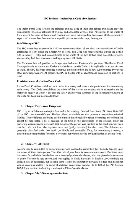 IPC IPC IPC Sections Indian Penal Code Sections The Indian Penal Code IPC Is The