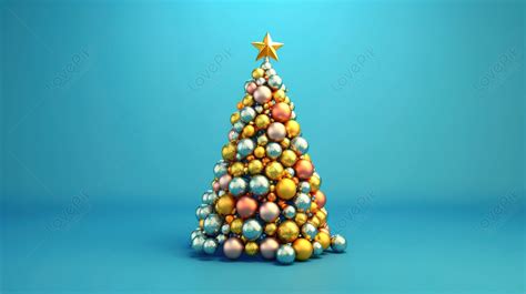 화려한 볼 크리스마스 트리가 있는 멋진 축제 블루 스튜디오 배경 3d 렌더링된 걸작 화려 배경 리스 배경 사진관 배경 이미지 Hd 화려 리스 사진관 배경 사진