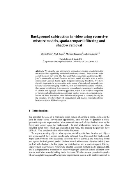 pdf background subtraction in video using recursive mixture models
