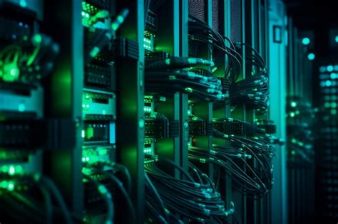 Premium Ai Image Connected Lan Internet Cables In A Network Ai