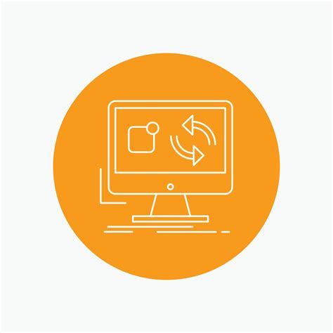 Update App Application Install Sync White Line Icon In Circle Background Vector Icon