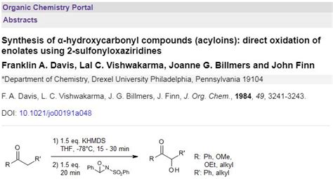Ketone And Ester Enolates Oxidation With 2 Sulfonyloxazaridine Reto