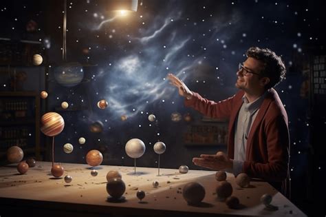 Premium Photo Male Teacher Conducting A Physics Experiment Generative Ai