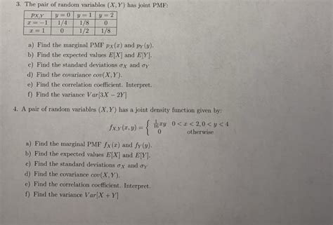 solved 3 the pair of random variables x y has joint pmp