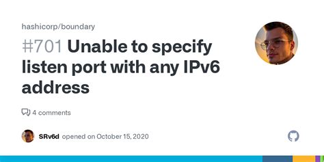 Unable To Specify Listen Port With Any Ipv6 Address · Issue 701