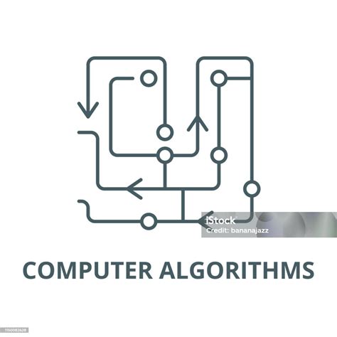 Computeralgorithmen Vektorzeilensymbol Lineares Konzept Umrisszeichen Symbol Stock Vektor Art