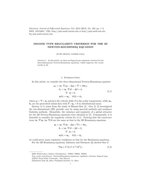 Pdf Osgood Type Regularity Criterion For The 3d Newton Boussinesq