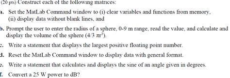 Solved Pts Construct Each Of The Following Matrices A Chegg