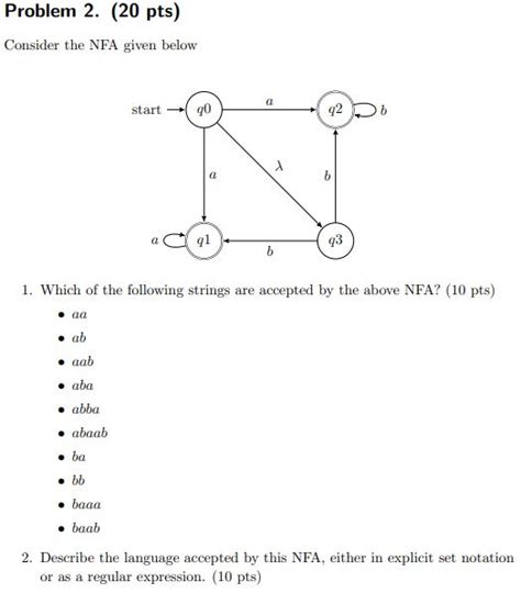 solved problem 2 20 pts consider the nfa given below a