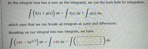 Solved As The Integral Now Has A Sum As The Integrand We Chegg Com