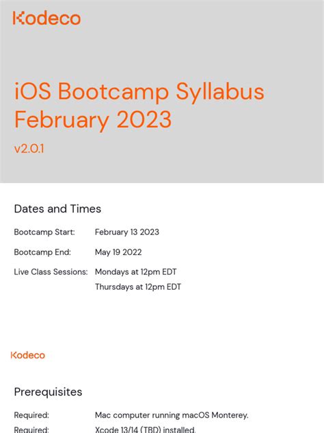 Ios Bootcamp Syllabus February 2023 Pdf Swift Programming Language
