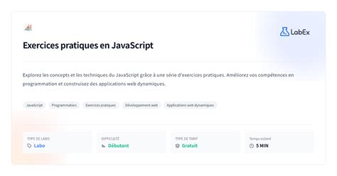 Laboratoire De Programmation Javascript Exercices Pratiques Labex