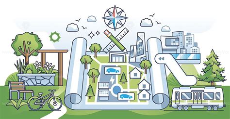 Urban Planning With Green And Sustainable City Infrastructure Outline Concept Sustainable City