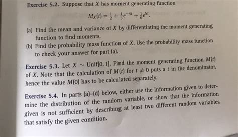 solved exercise 5 2 suppose that x has moment generating