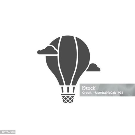 열기구 글리프 아이콘 에어로스타트 실루엣 기호 네거티브 스페이스 벡터 격리 된 그림 모험에 대한 스톡 벡터 아트 및 기타 이미지