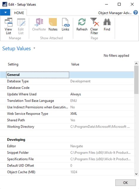 object manager advanced object manager setup