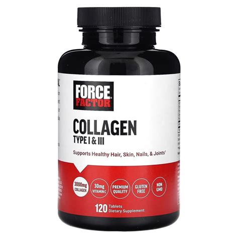 Force Factor Collagen Type I And Iii 3000 Mg 120 Tablets 1000 Mg