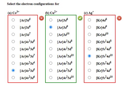 Solved Select The Electron Configurations For A Co3 B