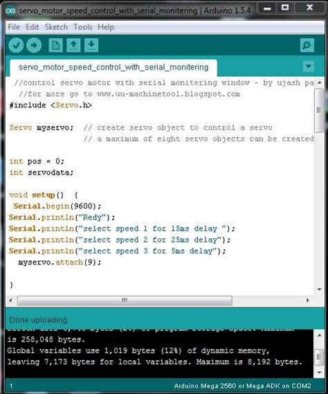 Cómo controlar el motor servo con arduino y la ventana de monitoreo serial Paso Cargar