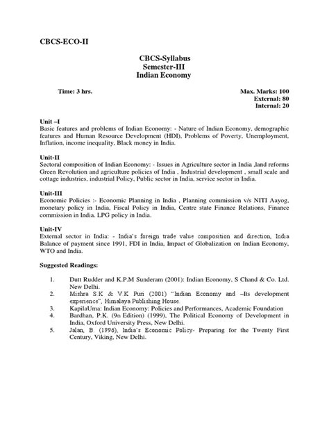 Cbcs Syllabus Pdf Econometrics Statistics