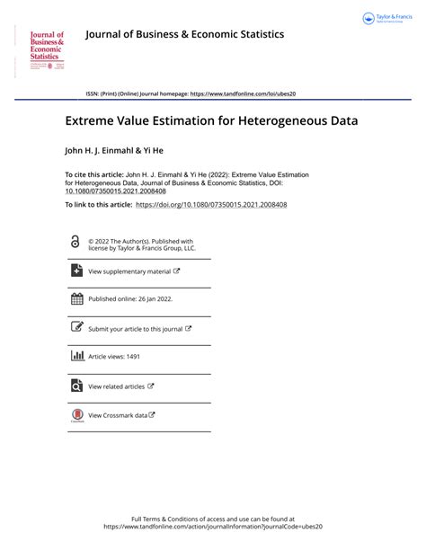 Pdf Extreme Value Estimation For Heterogeneous Data