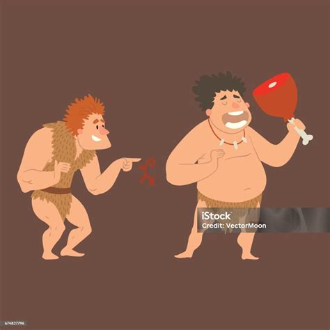 원시인 원시 석기 시대 만화 네안데르탈인 사람 문자 진화 벡터 일러스트 레이 션 Pchum Ben에 대한 스톡 벡터 아트 및