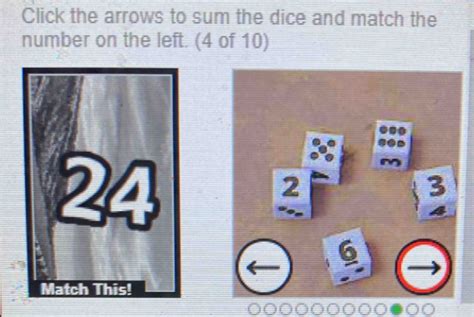 Solved Click The Arrows To Sum The Dice And Match The Number On The