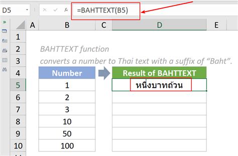 Excel BAHTTEXT Function