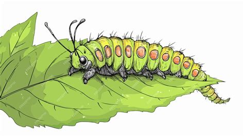 Fuzzy Caterpillar Coloring Page Inching Along Premium Ai Generated Vector