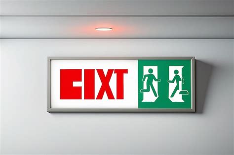 Emergency Exit Sign Mockup With Blank White Empty Space For Placing