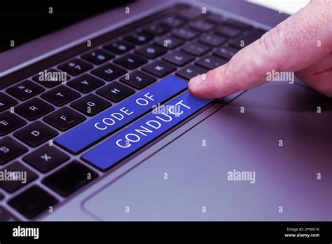 Writing Displaying Text Code Of Conduct Internet Concept Ethics Rules