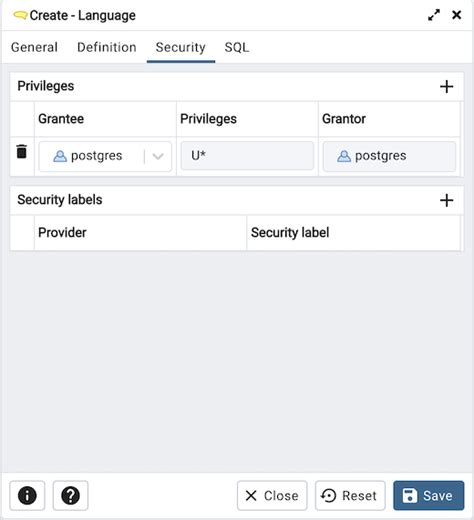Language Dialog PgAdmin Documentation Language Dialog PgAdmin Documentation