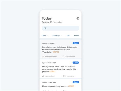 flutter issue tracker ui by willard shikami on dribbble