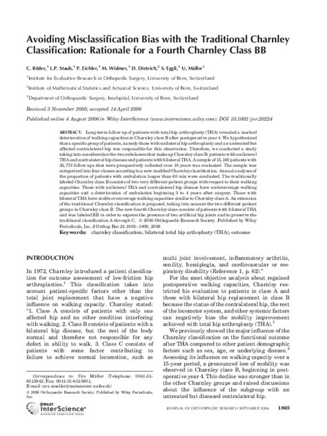 Pdf Avoiding Misclassification Bias With The Traditional Charnley
