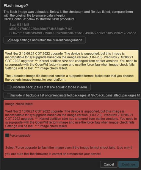 Error Dialog When Upgrading To New Version · Issue 11145 · Openwrt