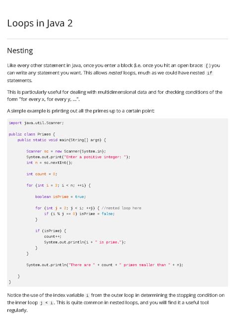 Java Nested Loops Concepts Examples And Applications Cs101 Studocu