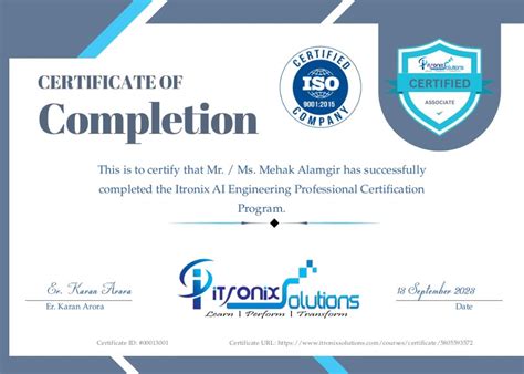 itronix solutions ai engineering professional certification program 2024