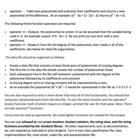 Solved Create A Polynomial Class With All The Following