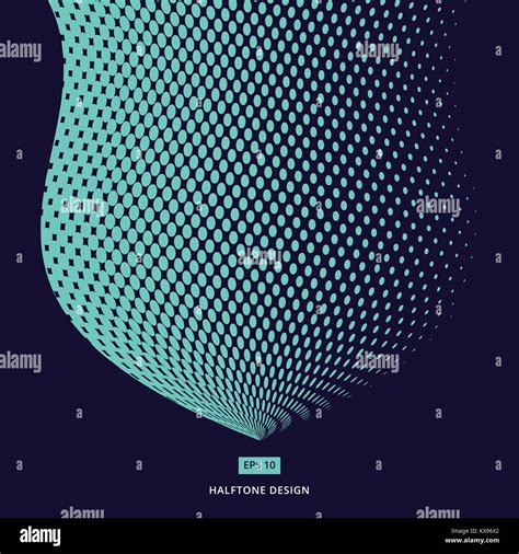 Turquoise Color Halftone Design Abstract Curve Shape Vector On Blue Background Stock Vector