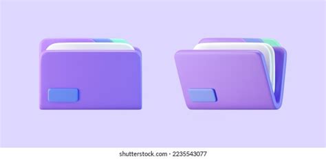 3d Purple Computer File Folder Icon Stock Vector Royalty Free