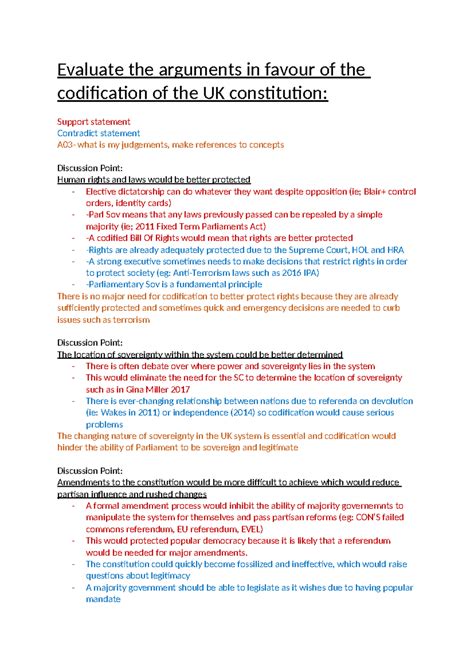 Evaluate The Arguments In Favour Of The Codification Of The Uk Constitution Evaluate The Evaluate The Arguments In Favour Of The Codification Of The Uk Constitution Evaluate The