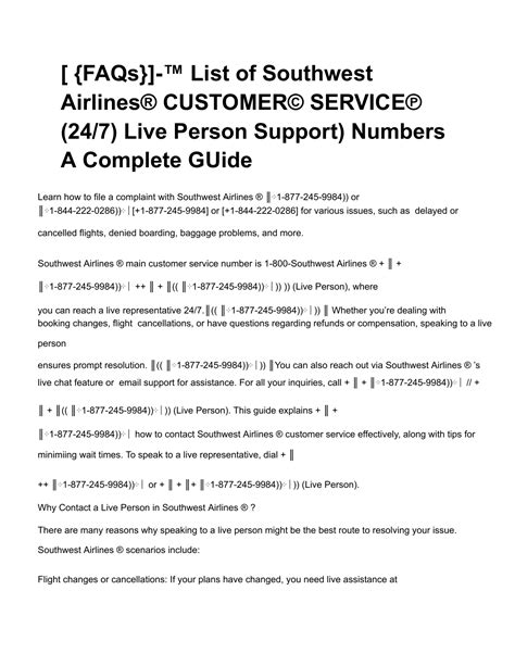 Southwest Airlines Manuals And User Guides Manuals